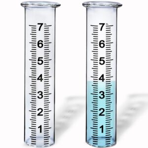 BIUWING 7" Capacity Glass rain Gauge Replacement Tube for Outdoors Yard Garden with Lip, Best Rated, Easy to Read (2 pcs)