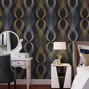 393"x17.7"peel and stick wallpaper black fashion curves removable paper self adhesive wallpaper decorative for walls cabinets vinyl film