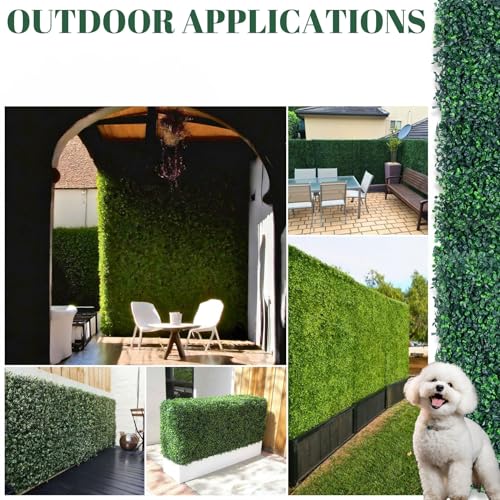 Decwin Artificial Hedges 20"x 20" (12PCS) Grass Wall Panels with UV Protection, Great Privacy Fence,Indooor and Outdoor Green Wall for Decor, Suitable for Event Photo Backdrop