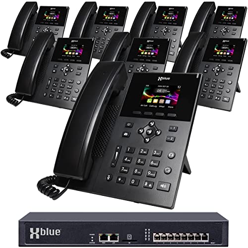 XBLUE QB2 System Bundle with 8 IP5g IP Phones Including Auto Attendant, Voicemail, Cell & Remote Phone Extensions & Call Recording