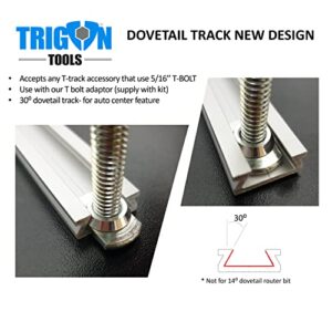 Kit to Build Woodworking Jigs Fixtures |30⁰ Dovetail Aluminum Tracks and Inline Clamps |Cutting Routing Drilling Sanding Gluing Assembling |Include T Track Accessories: T bolts, Star Knobs (ECO KIT)