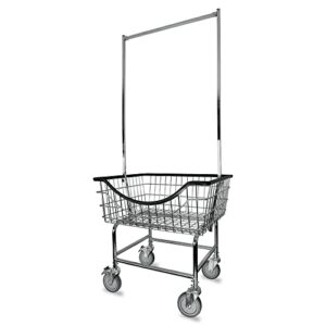 LVP Big Brother Commercial Laundry Cart with Dual Pole Rack 3.25 Bushels (Chrome Commercial Grade Finish)