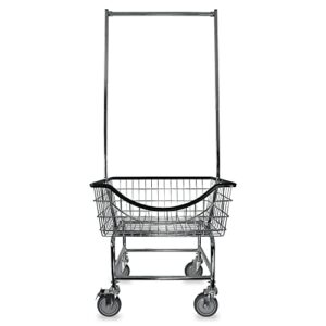 LVP Big Brother Commercial Laundry Cart with Dual Pole Rack 3.25 Bushels (Chrome Commercial Grade Finish)