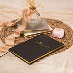 MUUJEE Wedding Officiant Book - Black Gold Embossed Hardcover Journal Notebook Pastor Sermon Notes Officiant Gift - Wedding Gift Ideas (Design 1)