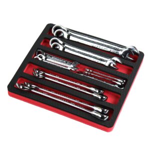 Polar Whale Tool Drawer Organizer Wrench Holder Insert Red and Black Durable Foam Tray 5 Pockets Holds Wrenches Up to 10 Inches Long Fits Craftsman Husky Kobalt Milwaukee Many Others