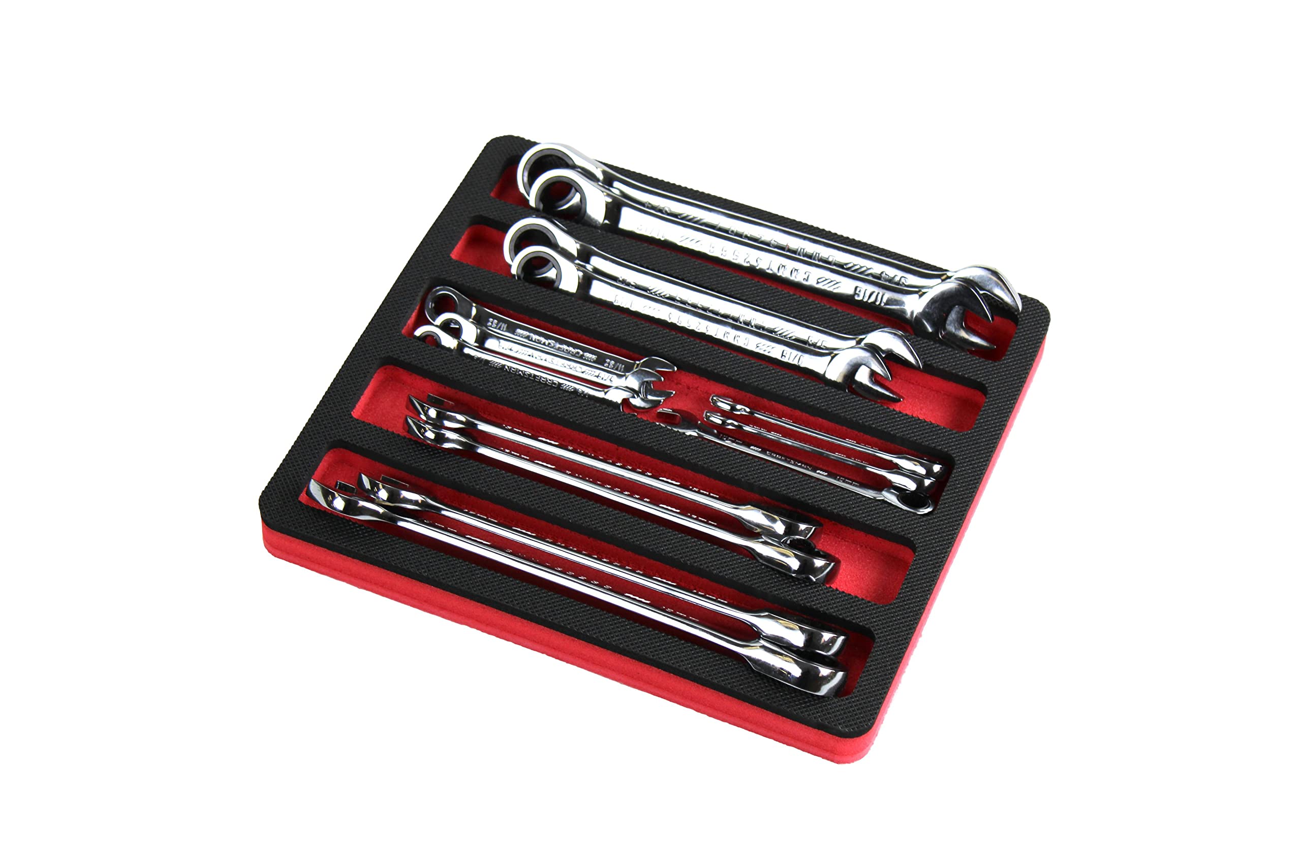 Polar Whale Tool Drawer Organizer Wrench Holder Insert Red and Black Durable Foam Tray 5 Pockets Holds Wrenches Up to 10 Inches Long Fits Craftsman Husky Kobalt Milwaukee Many Others