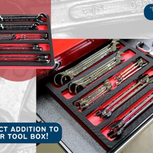 Polar Whale Tool Drawer Organizer Wrench Holder Insert Red and Black Durable Foam Tray 5 Pockets Holds Wrenches Up to 10 Inches Long Fits Craftsman Husky Kobalt Milwaukee Many Others