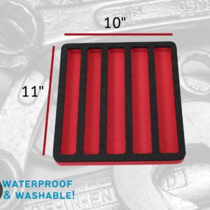 Polar Whale Tool Drawer Organizer Wrench Holder Insert Red and Black Durable Foam Tray 5 Pockets Holds Wrenches Up to 10 Inches Long Fits Craftsman Husky Kobalt Milwaukee Many Others