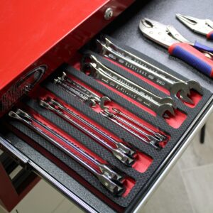 Polar Whale Tool Drawer Organizer Wrench Holder Insert Red and Black Durable Foam Tray 5 Pockets Holds Wrenches Up to 10 Inches Long Fits Craftsman Husky Kobalt Milwaukee Many Others