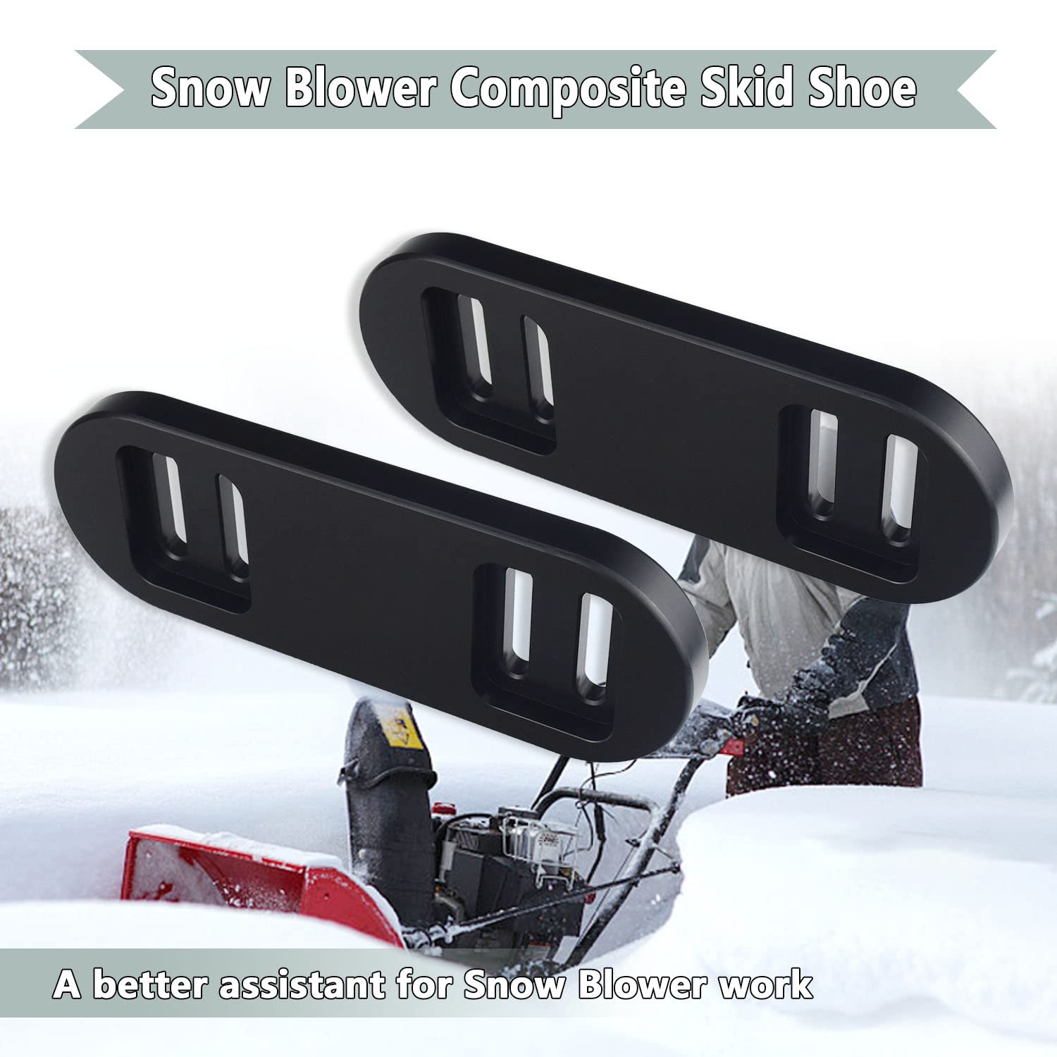 Haiouus A101BD 790-00091-0637 Snow Blower Composite Skid Shose for MTD 790-00091-0637 CUB Cadet 790-00141 Snow Blower Models (2 Pack)