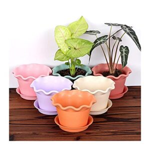 Outdoor Indoor Garden Plant Pots Resin Green Succulent Plants Flowerpot with Tray Bonsai Pots Flower Pot Planter with a Saucer Tray Garden Home Office Cafe Decor Plant Pot Container