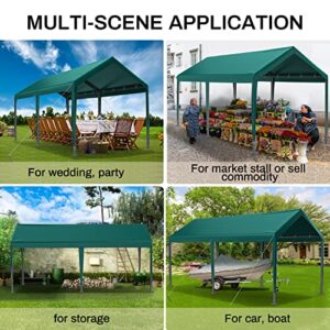 Cityflee Carport,10'x 20' Upgraded Heavy Duty Carport with Wind Rope, Portable Garage for Car, Truck, Boat, Car Canopy with All-Season Tarp, Green