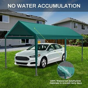 Cityflee Carport,10'x 20' Upgraded Heavy Duty Carport with Wind Rope, Portable Garage for Car, Truck, Boat, Car Canopy with All-Season Tarp, Green