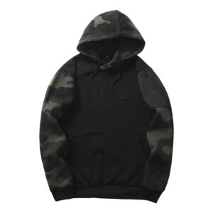 maiyifu-gj camo hoodies for men long sleeve contrast color military pullover hoodie hipster hooded sweatshirt with kanga pocket (black,medium)