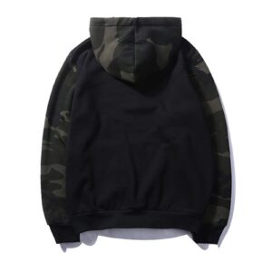 Maiyifu-GJ Camo Hoodies for Men Long Sleeve Contrast Color Military Pullover Hoodie Hipster Hooded Sweatshirt with Kanga Pocket (Black,Medium)