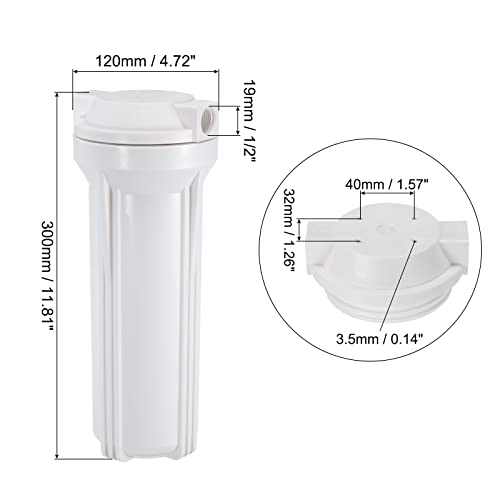 MECCANIXITY Water Filter Housing 10" Whole House Filtration System 1/2 Inch Inlet/Outlet Port for Kitchen White