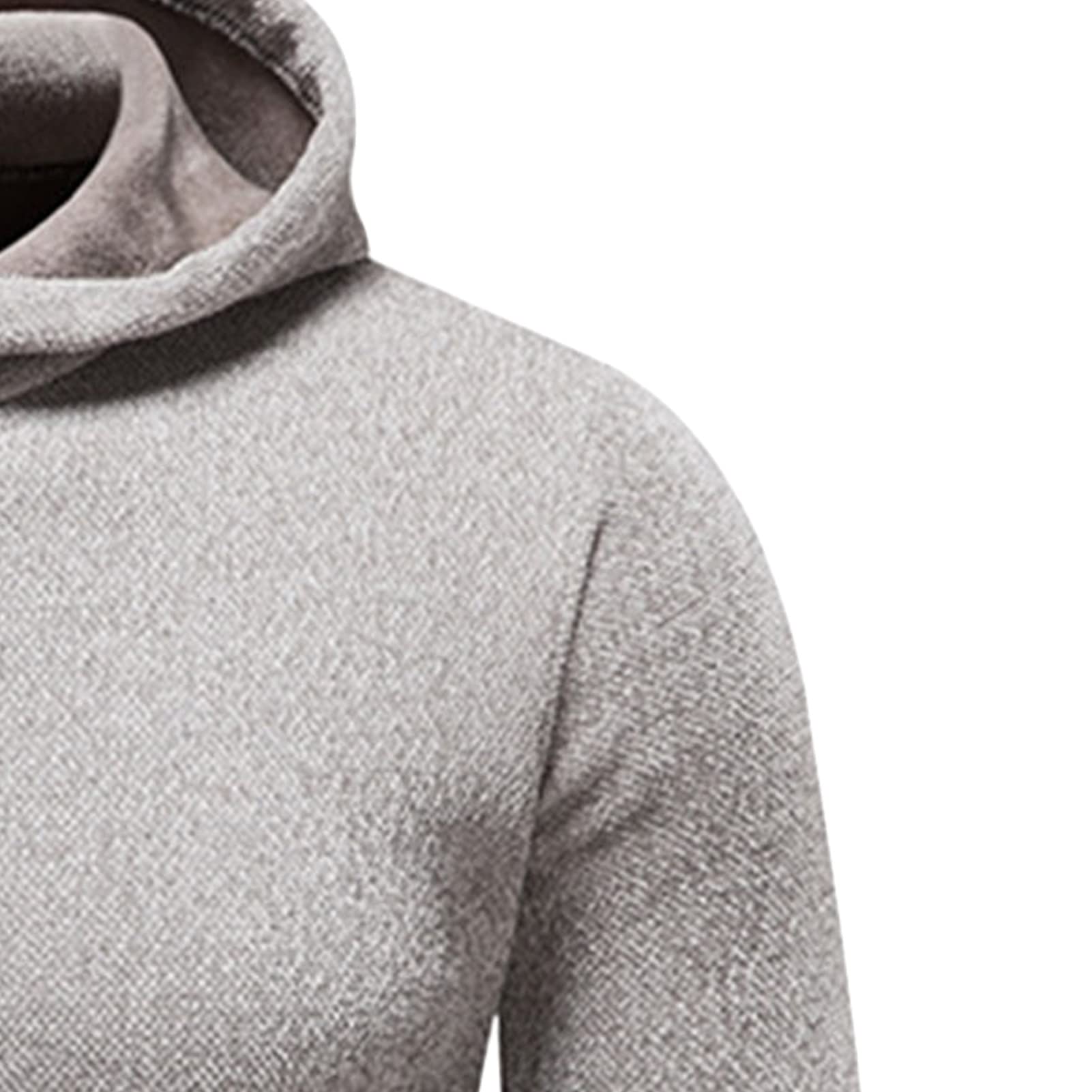 Maiyifu-GJ Men Casual Solid Fleece Hooded Sweatshirt Loose Fit Knitted Pullover Hoodie Athletic Drawstring Hooded Sweatshirts (Light Grey,3X-Large)