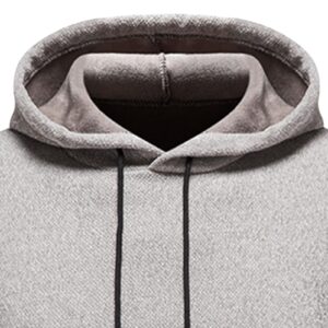 Maiyifu-GJ Men Casual Solid Fleece Hooded Sweatshirt Loose Fit Knitted Pullover Hoodie Athletic Drawstring Hooded Sweatshirts (Light Grey,3X-Large)