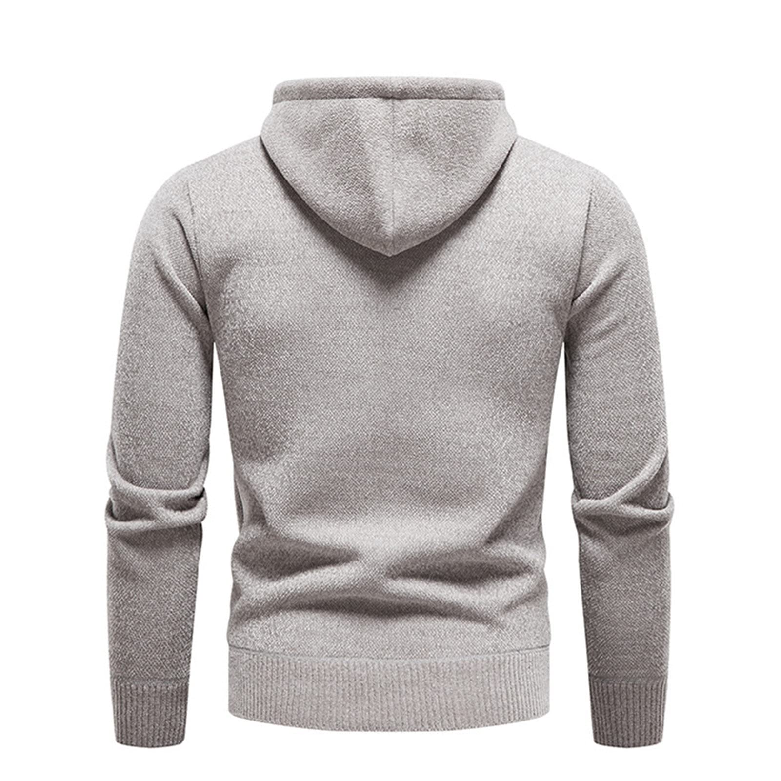 Maiyifu-GJ Men Casual Solid Fleece Hooded Sweatshirt Loose Fit Knitted Pullover Hoodie Athletic Drawstring Hooded Sweatshirts (Light Grey,3X-Large)