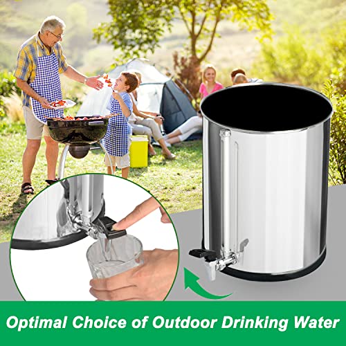 Gravity-Fed Water Filter System, 2.25 Gallon Stainless-Steel Filter Filtration Bucket with 2 Filters, 1 Brass Tap, 1 Water-Level Measuring Post for Home Camping Travel Outdoor Activities Emergencies