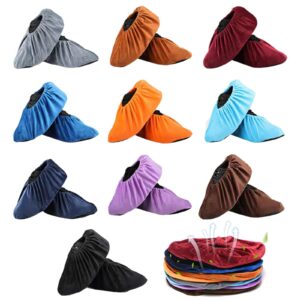 yveytat 10pairs reusable non slip shoe covers, premium soft washable thickened boot shoe covers for household, office, laboratory，one size 10 colors