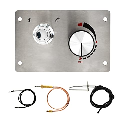 ETERMETA Fire Pit Gas Burner Flame Failure Safety Valve, Stainless Steel Control Systems Panel Kit, Including Push Button Igniter and LPG Propane Gas Control Safety Valve Replacement Kit