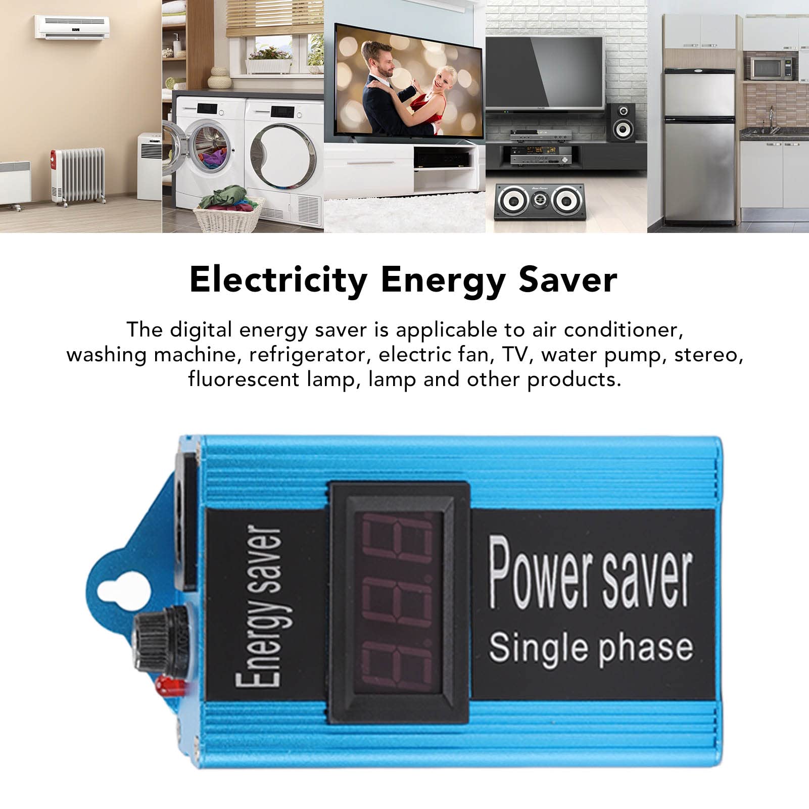 Tnfeeon Power Saver, Household Energy Saving Devices with Voltage Value Display, Smart Energy Saver Box (Blue)