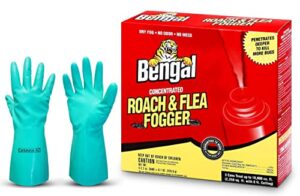 bengal concentrated roach &flea fogger - roach killer indoor infestation spray - flea foggers for home indoor - bug spray - pest control -available with premium quality centaurus az gloves- 3-2.7oz