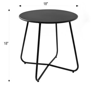 CODIN Set of 2 Outdoor Side Table Outdoor, Metal Side Table Small Round Side Table Weather Resistant End Table Patio Table for Garden Porch Balcony Yard Lawn (2, Black)