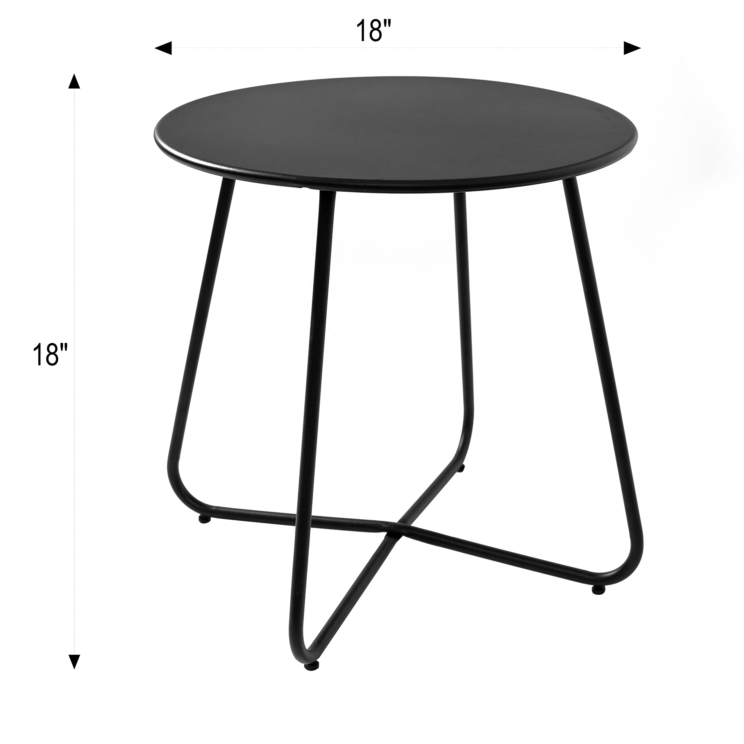 CODIN Set of 2 Outdoor Side Table Outdoor, Metal Side Table Small Round Side Table Weather Resistant End Table Patio Table for Garden Porch Balcony Yard Lawn (2, Black)