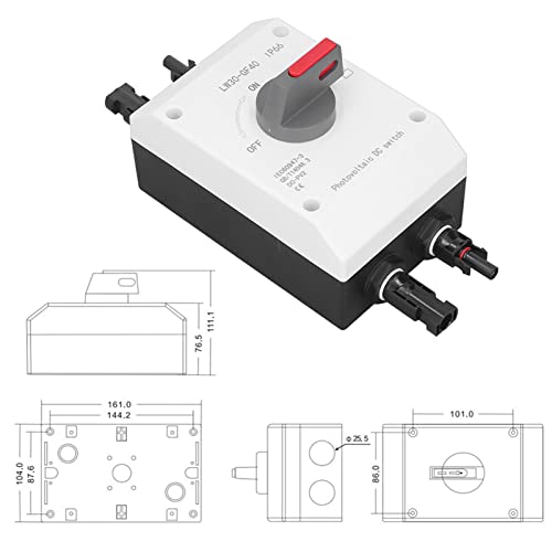 Solar Combiner Box, 1500V DC 32A 4P IP66 Waterproof Insulated Switch Professional Power Solar PV DC Quick Disconnect Switch for Solar Power System RV Boats (Proctive)