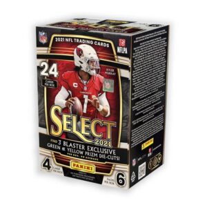 2021 select football nfl trading cards blaster box (24 cards/box) - green & yellow prizm die-cuts