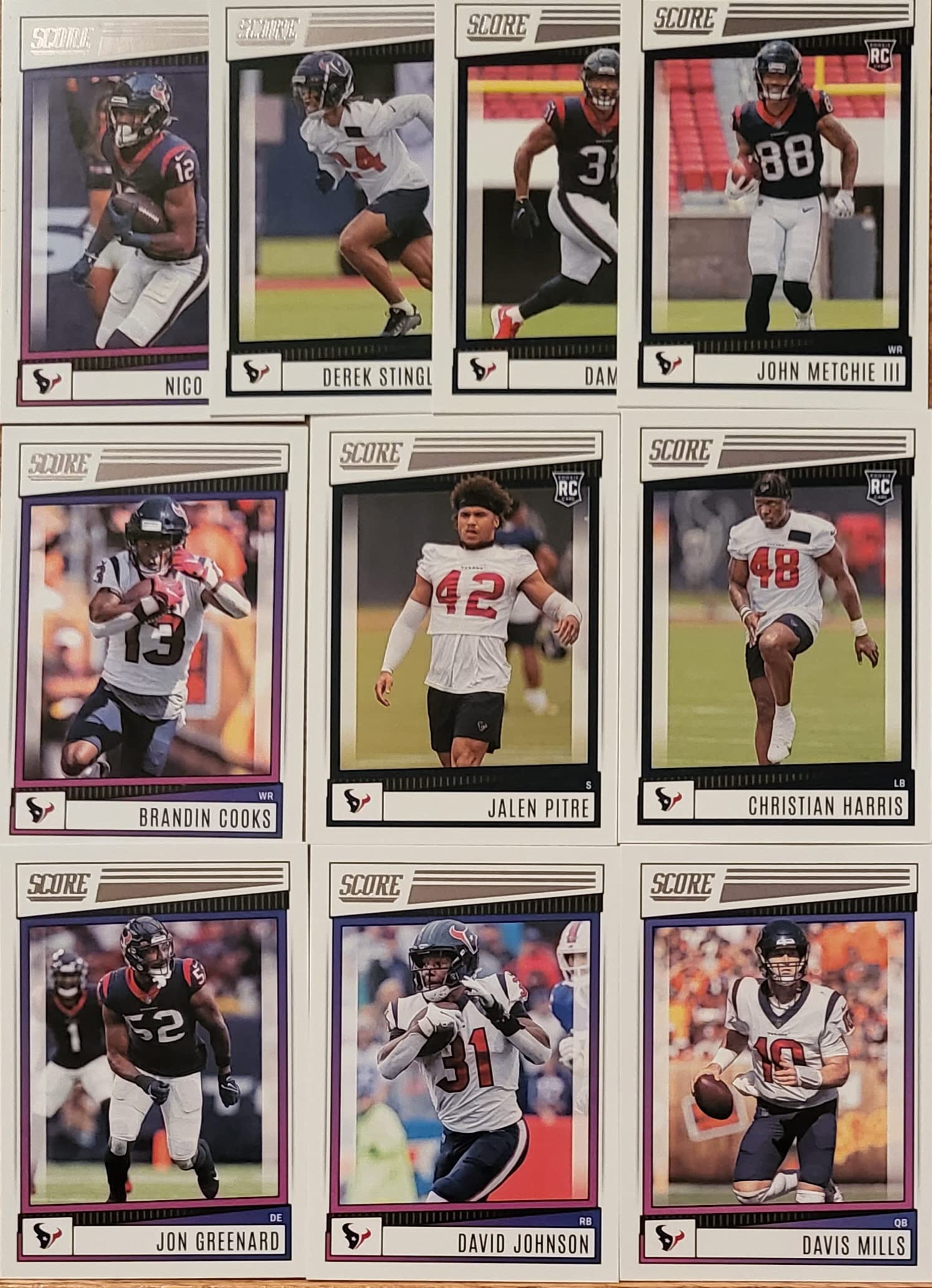 2022 Panini Score Football Houston Texans Team Set 10 Cards W/Drafted Rookie