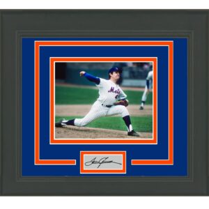 framed tom seaver facsimile laser engraved signature auto new york mets 15x16 baseball photo