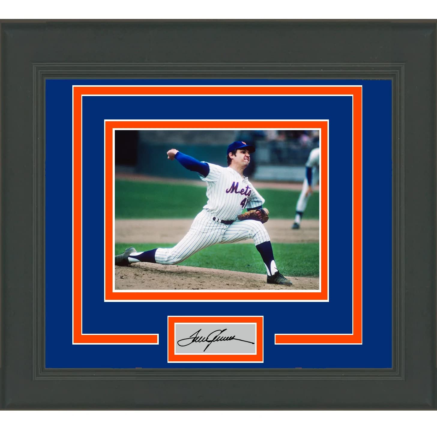 Framed Tom Seaver Facsimile Laser Engraved Signature Auto New York Mets 15x16 Baseball Photo