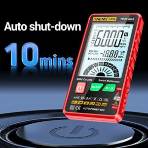 ANENG Digital Multimeter Smart Electrical Tester Auto-Ranging TRMS 6000Counts LCD Screen Voltmeter Measures NCV AC/DC Voltage Current Resistance Continuity Duty-Cycle Capacitance Temperature Frequency