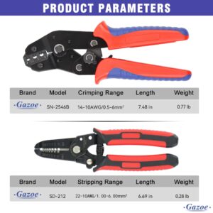 Gazoe Solar PV Panel Crimping Tool Kit with Crimper Stripper and 10 Pairs Solar Connectors and 1Pair Solar Connector Spanner Wrench, Solar Crimper Tool works for AWG14-10,2.5/4/6mm²