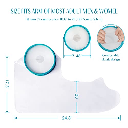 Arm cast Covers for Shower Adult,100% Waterproof can be reused,cast Covers for Shower arm,Keep The Wound Dry,Comfortable and not Tight,Shower Cover for arm cast Adult,with a Hook for Easy Drying.