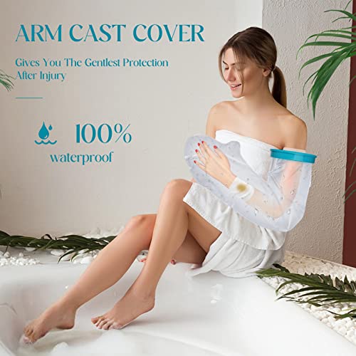 Arm cast Covers for Shower Adult,100% Waterproof can be reused,cast Covers for Shower arm,Keep The Wound Dry,Comfortable and not Tight,Shower Cover for arm cast Adult,with a Hook for Easy Drying.