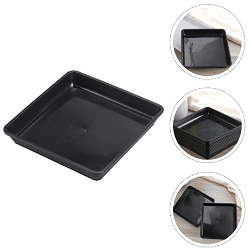 Yardwe 10pcs Watering Rectangular Office Flowers Coaster Pp Ashtray Plates Bonsai Seeding Receiving Dishes Pots Drip Holding Container Nursery Stand Plants Support Black Trays