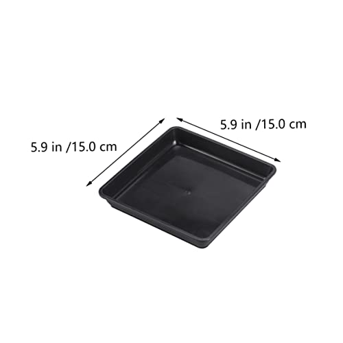 Yardwe 10pcs Watering Rectangular Office Flowers Coaster Pp Ashtray Plates Bonsai Seeding Receiving Dishes Pots Drip Holding Container Nursery Stand Plants Support Black Trays