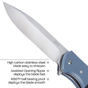 Columbia River Knife & Tool Ignitor EDC Folding Pocket Knife: Assisted Opening Everyday Carry, Plain Edge, Liner Lock with G10 Handle 6880