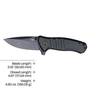 CRKT Dextro EDC Folding Pocket Knife: Everyday Carry Plain Edge, Liner Lock, Aluminum Handle 6295, Gray and Black