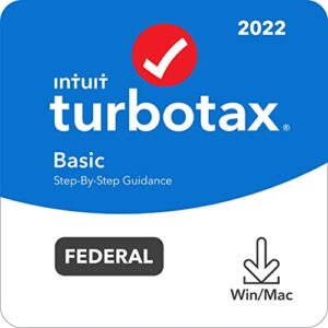 [old version] turbotax basic 2022 tax software, federal only tax return, [amazon exclusive] [pc/mac download]