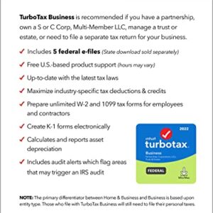 [Old Version] TurboTax Business 2022 Tax Software, Federal Only Tax Return, [Amazon Exclusive] [PC Download]