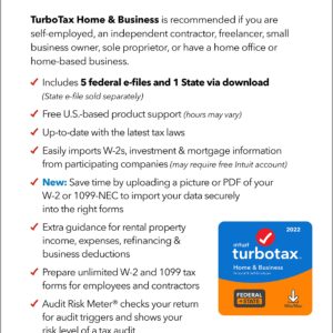 [Old Version] TurboTax Home & Business 2022 Tax Software, Federal and State Tax Return, [Amazon Exclusive] [PC/MAC Download]