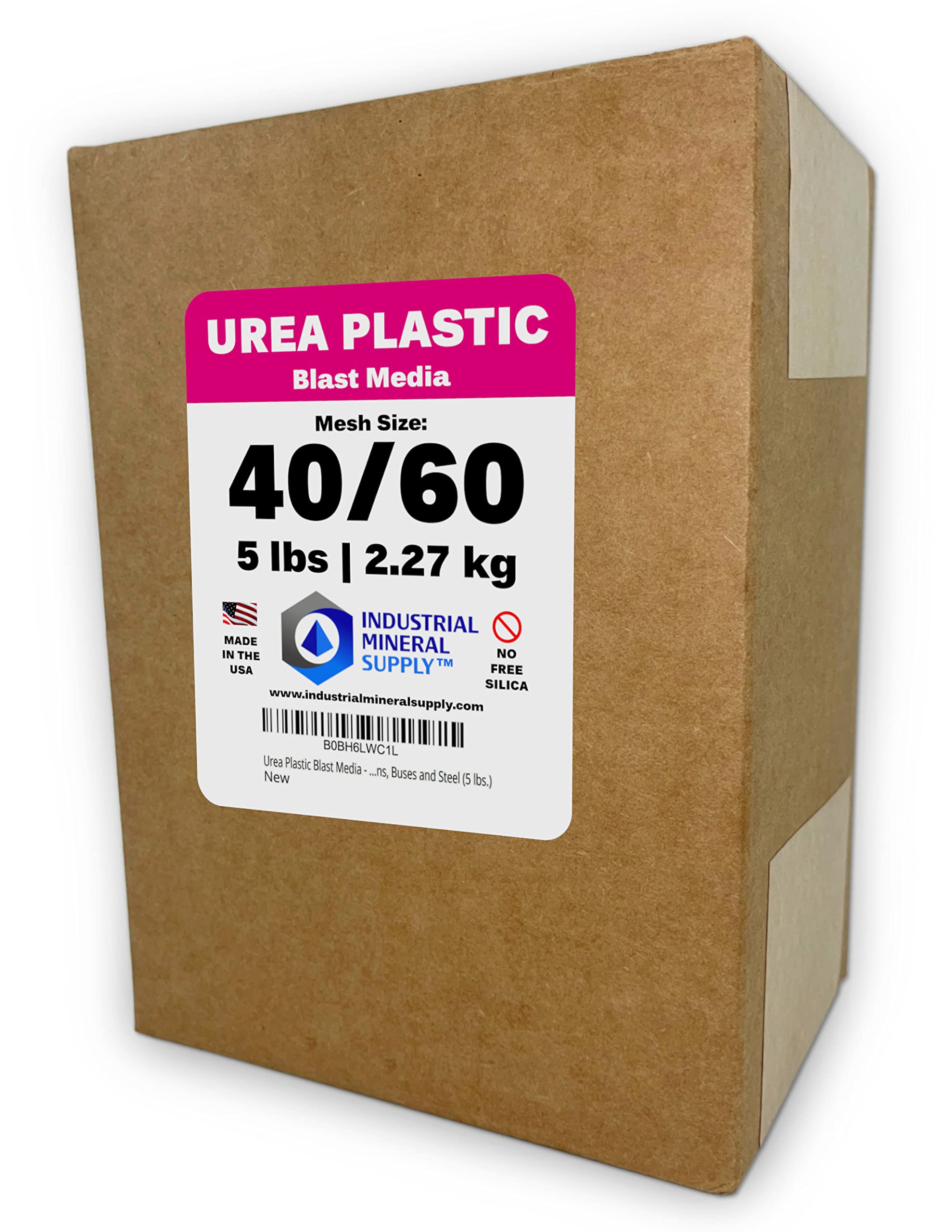 Urea Plastic Blast Media - Mesh Size 40/60 - Plastic Abrasive for Stripping Paint and Removing Coatings from Cars, Aircraft, Trucks, Trailers, Trains, Vans, Buses and Steel (5 lbs.)