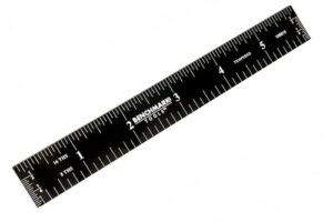 benchmark tools 106615 6” rigid woodworking ruler with end grads black chrome finish 1/8th and 1/16th grads hardened stainless steel