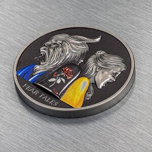 2022 DE Fear Tales PowerCoin Beauty And The Beast 2 Oz Silver Coin 10$ Palau 2022 Antique Finish