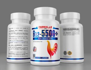 farmalab b12 5500 plus for rooster chicken hens poultry gamefowl b12-5500 plus para gallos gallinas pollos aves de corral farmalab